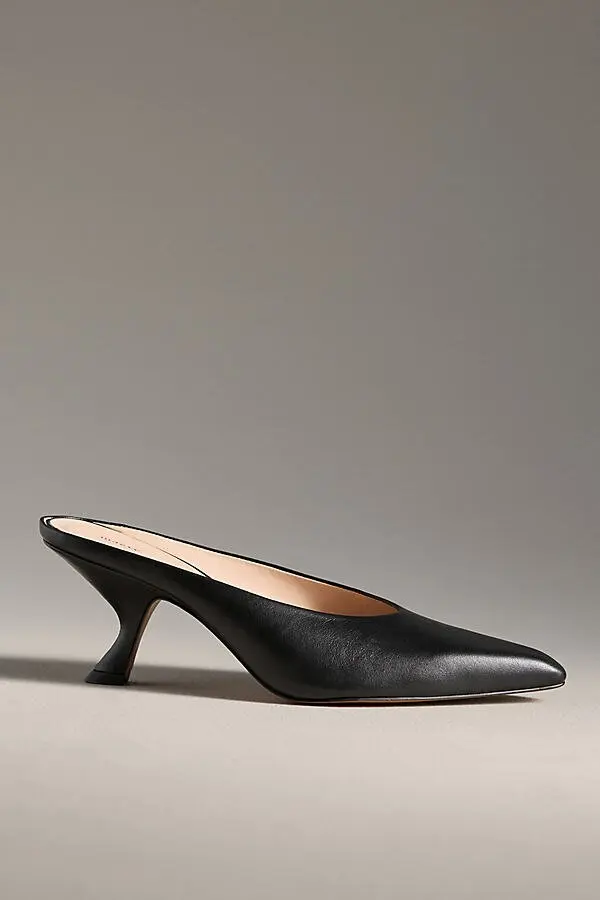 Maeve Heeled Mules - Black Leather