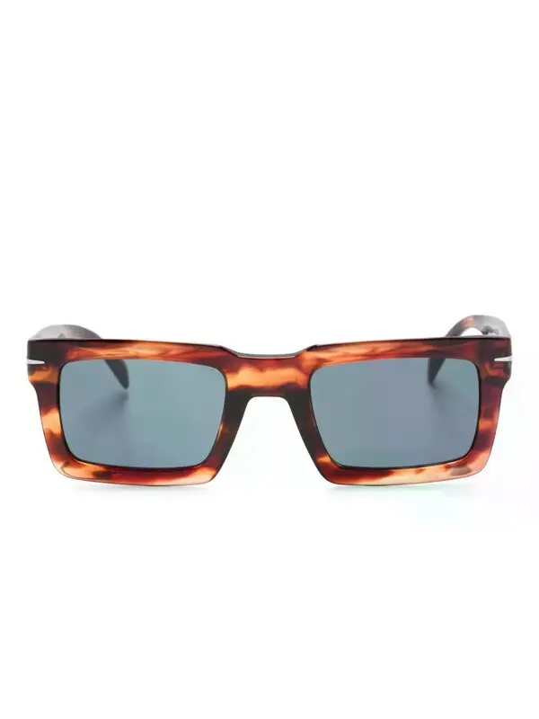 DB EYEWEAR BY DAVID BECKHAM Horn-effect Rectangle Sunglasses - Brown