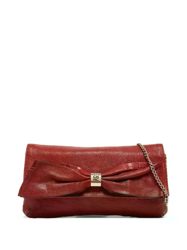Carolina Herrera Ch Bow Detail Leather Clutch