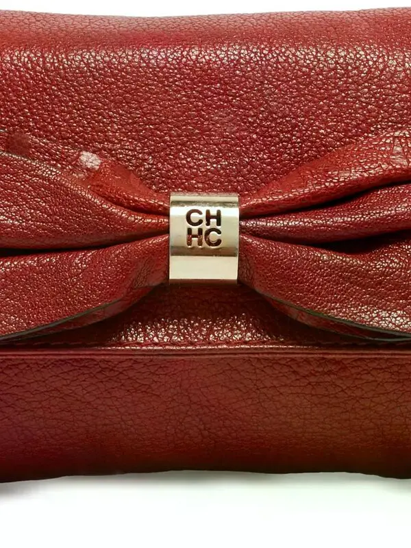Carolina Herrera Ch Bow Detail Leather Clutch