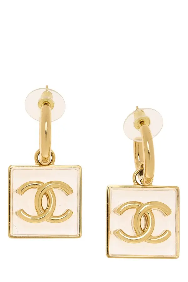 Chanel Acrylic 'cc' Dangle Earrings - Clear