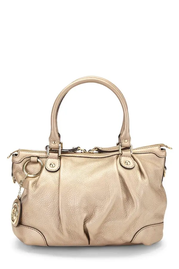Gucci Metallic Leather Zip Sukey Handbag
