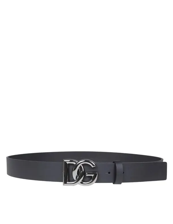 Dolce & Gabbana Dg Logo Leather Belt - Black