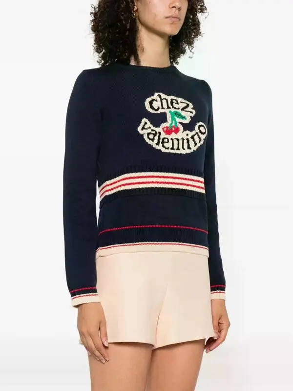 Valentino Garavani Cherry-embellished Crew-neck Sweater