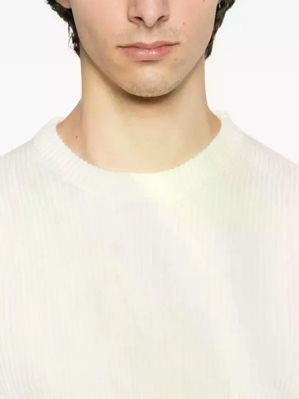 Stone Island Ribbed-knit Logo-patch Sweater - Neutrals