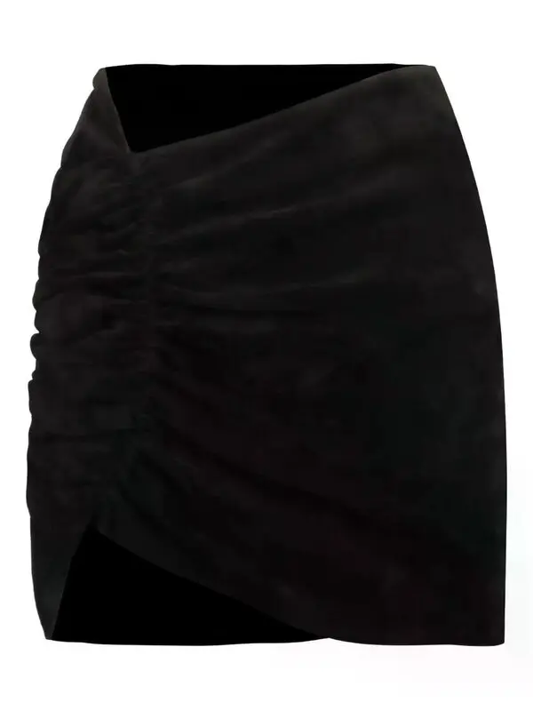 THE MANNEI Leather Short Draped Skirt