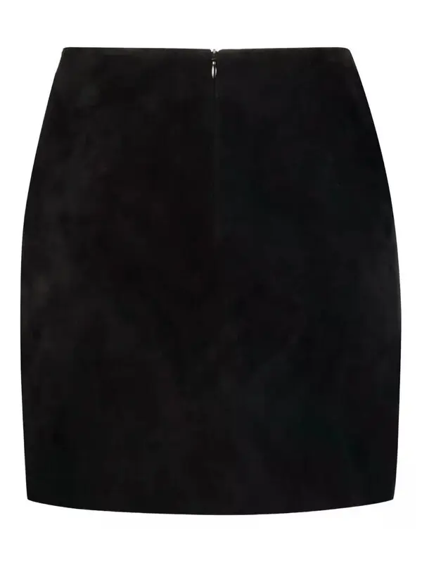 THE MANNEI Leather Short Draped Skirt