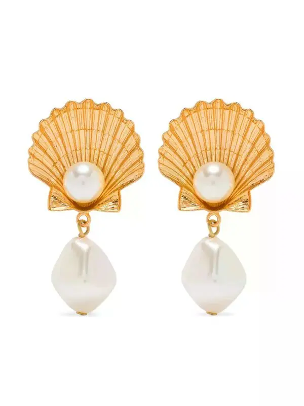 JENNIFER BEHR Shell-design Pearl Earrings - Gold