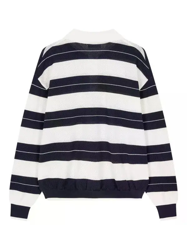 STUDIO TOMBOY Striped Long-sleeve Polo Shirt - Blue