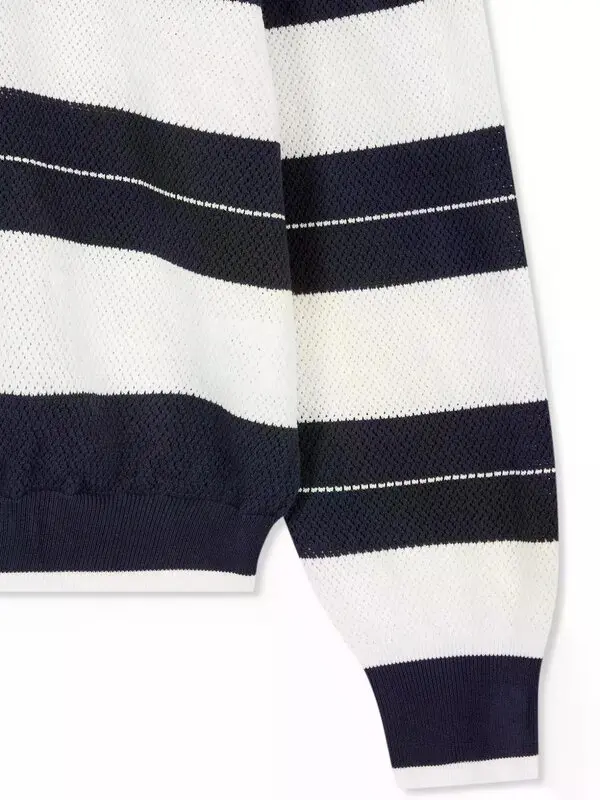 STUDIO TOMBOY Striped Long-sleeve Polo Shirt - Blue