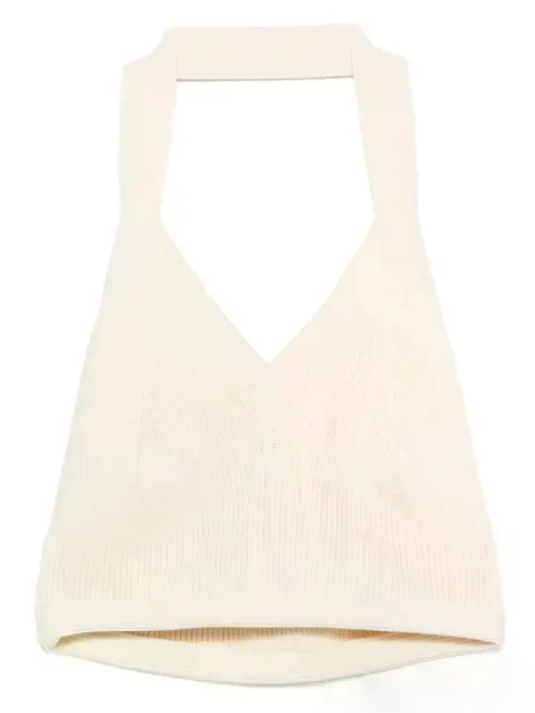 Wardrobe.NYC Cotton Halterneck Top - Neutrals