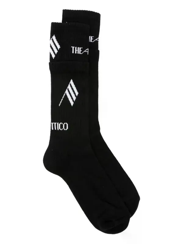 Attico Flag Pattern Crew Socks - Black