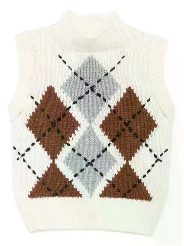 Ermanno Scervino Diamond-pattern Sleeveless Sweater - Neutrals
