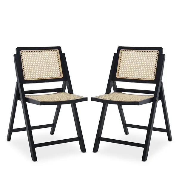 SAFAVIEH Desiree Cane Folding Dining Chairs, Set Of 2 - Black/natural