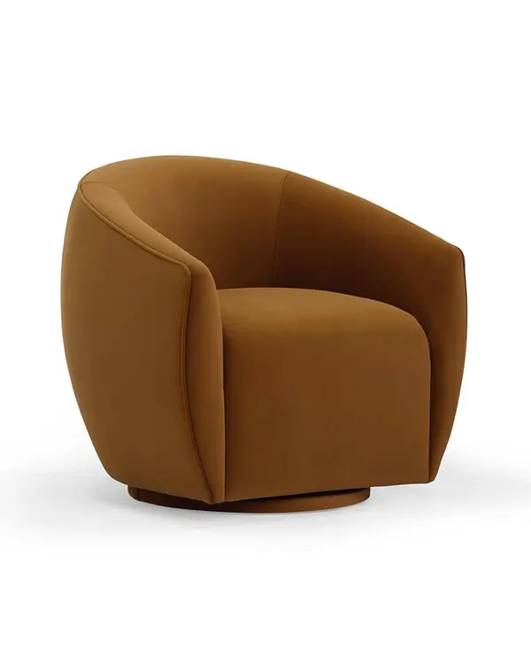 TOV FURNITURE Jordan Velvet Swivel Chair - Cognac