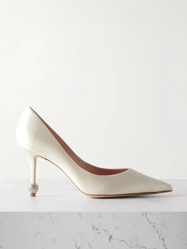 ROGER VIVIER Marlene 85 Crystal-embellished Satin Pumps