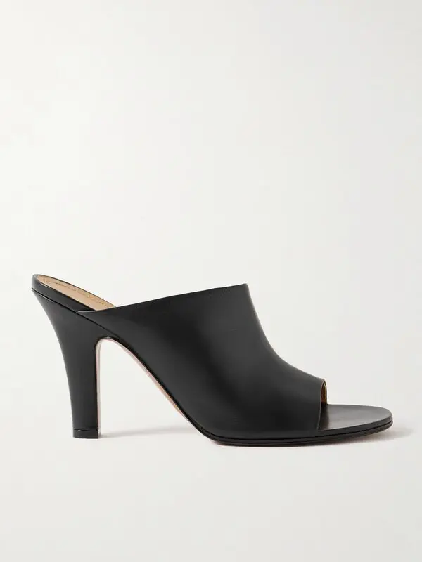THE ROW Signum Leather Mules - Black