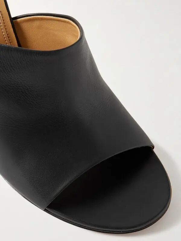THE ROW Signum Leather Mules - Black