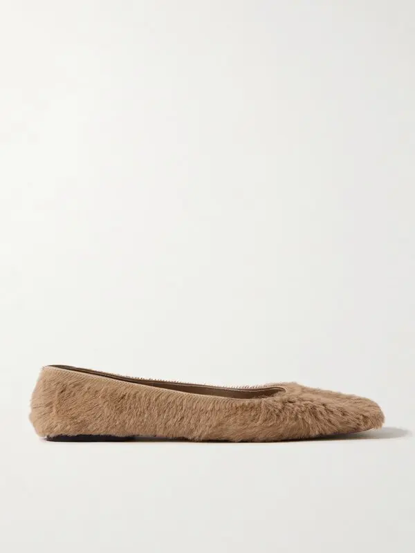 THE ROW Square Calf Hair Ballet Flats - Neutrals