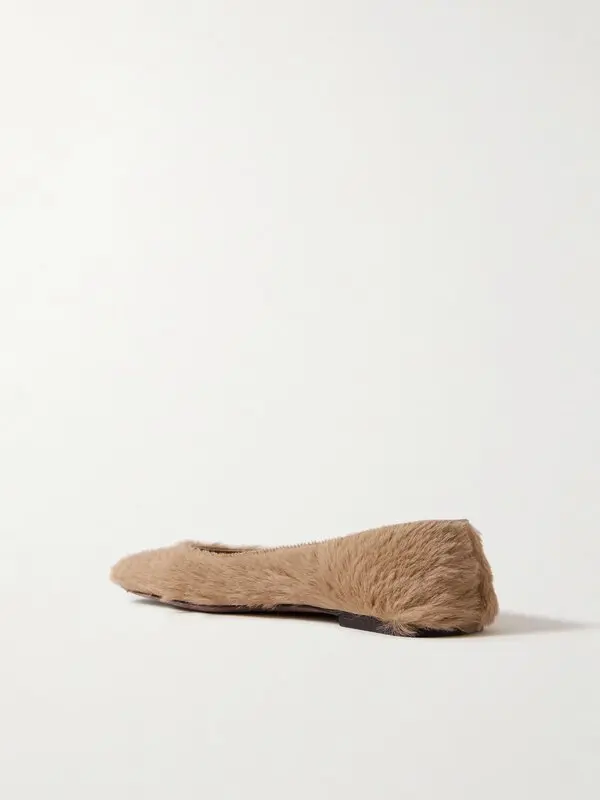 THE ROW Square Calf Hair Ballet Flats - Neutrals