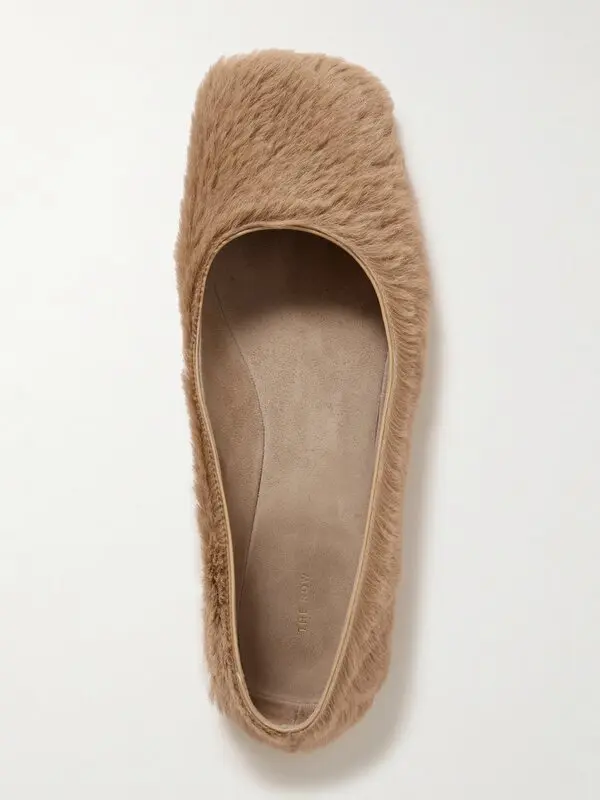 THE ROW Square Calf Hair Ballet Flats - Neutrals