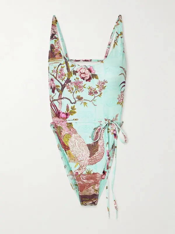 SKIMS Roberto Cavalli Signature Swim Tie Waist One Piece - Multi