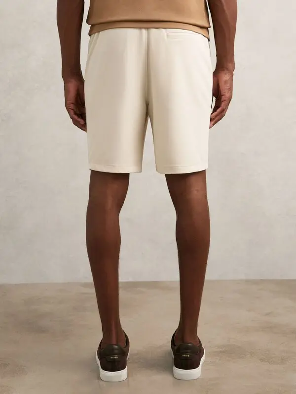 REISS Barber Textured Drawstring Shorts - Stone