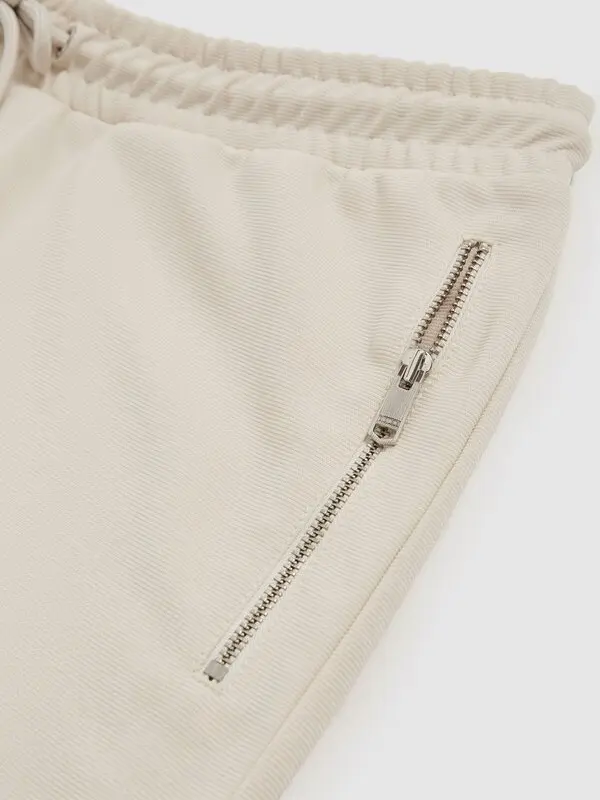 REISS Barber Textured Drawstring Shorts - Stone