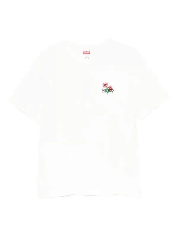 Kenzo Embroidered-poppy T-shirt - White