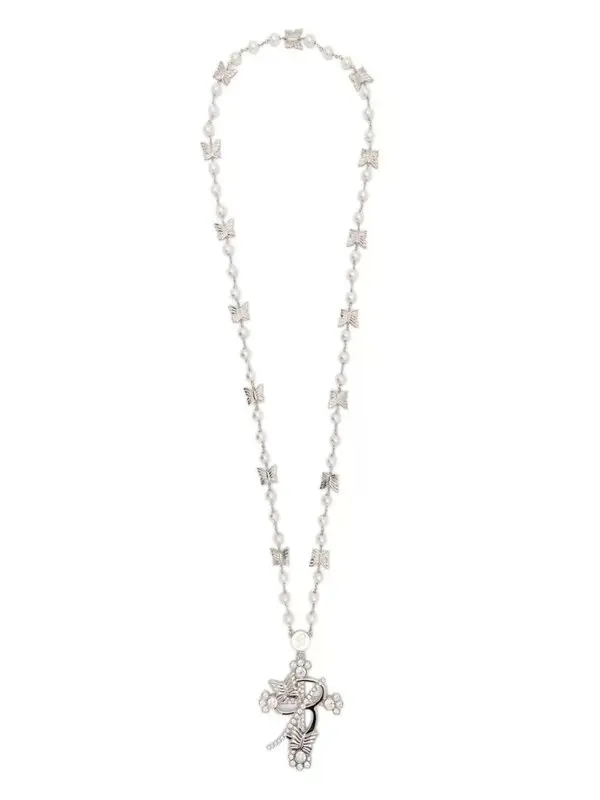 Blumarine Butterfly Embellishment Necklace - Silver