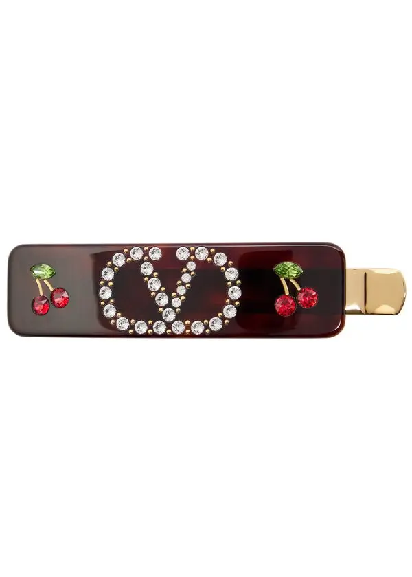 Valentino Garavani Vlogo Hair Clip - Brown