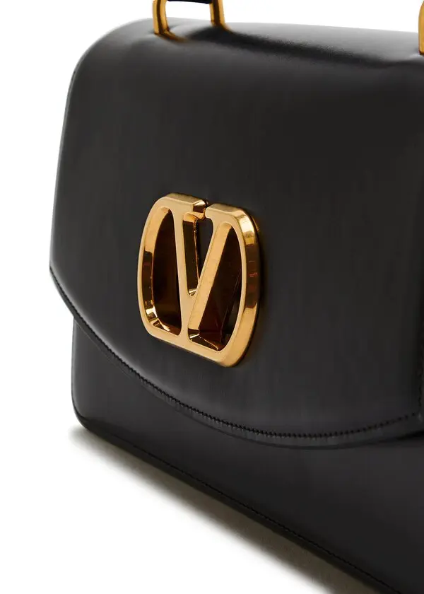 Valentino Garavani Vain Vlogo Leather Shoulder Bag - Black