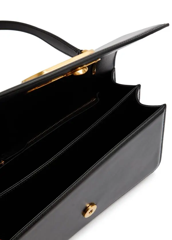 Valentino Garavani Vain Vlogo Leather Shoulder Bag - Black