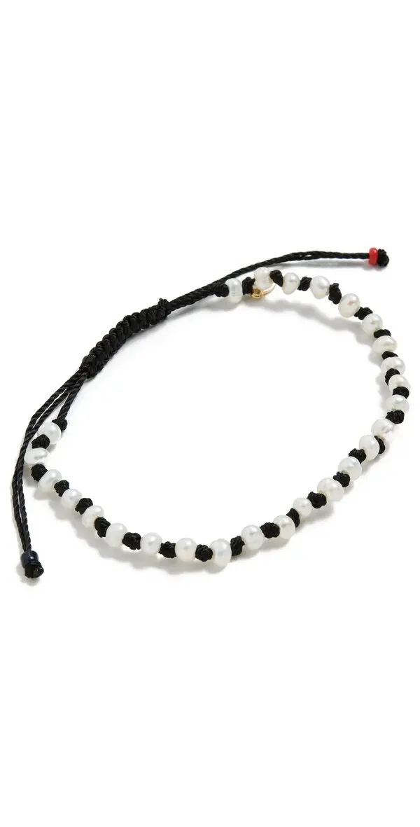 Clare V. Petit Pearl Beaded Bracelet - Cream/black
