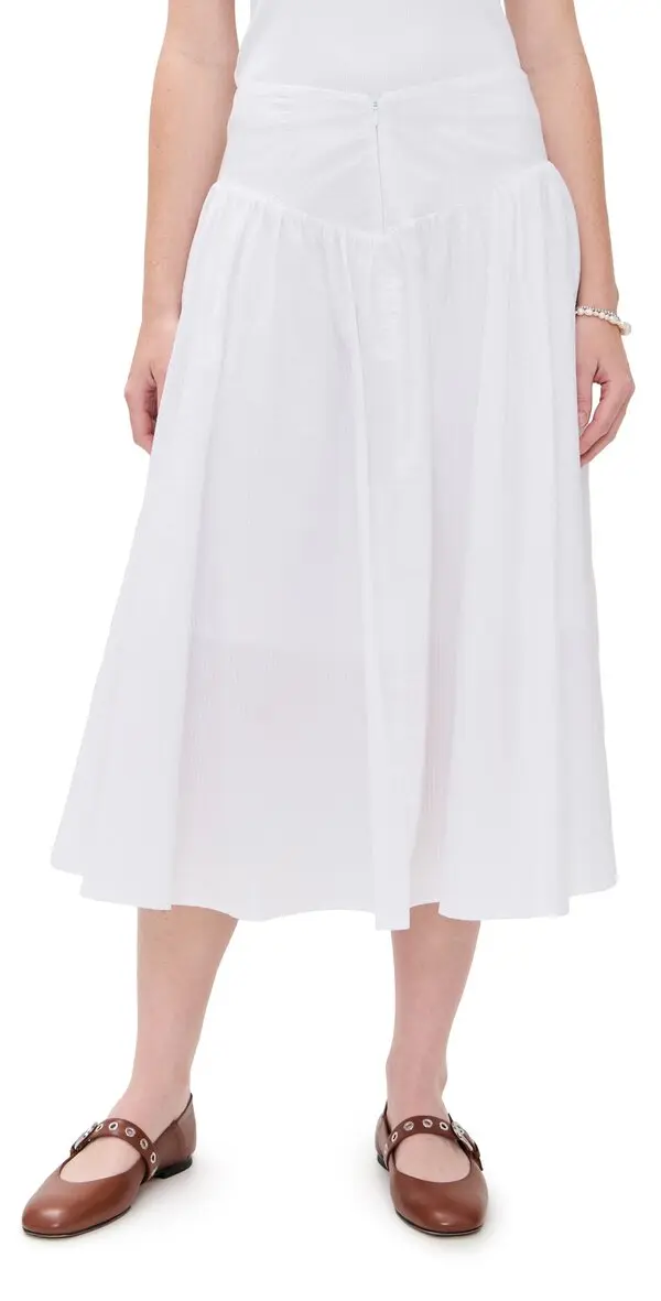 PEACHY DEN Deba Midi Skirt - Porcelain