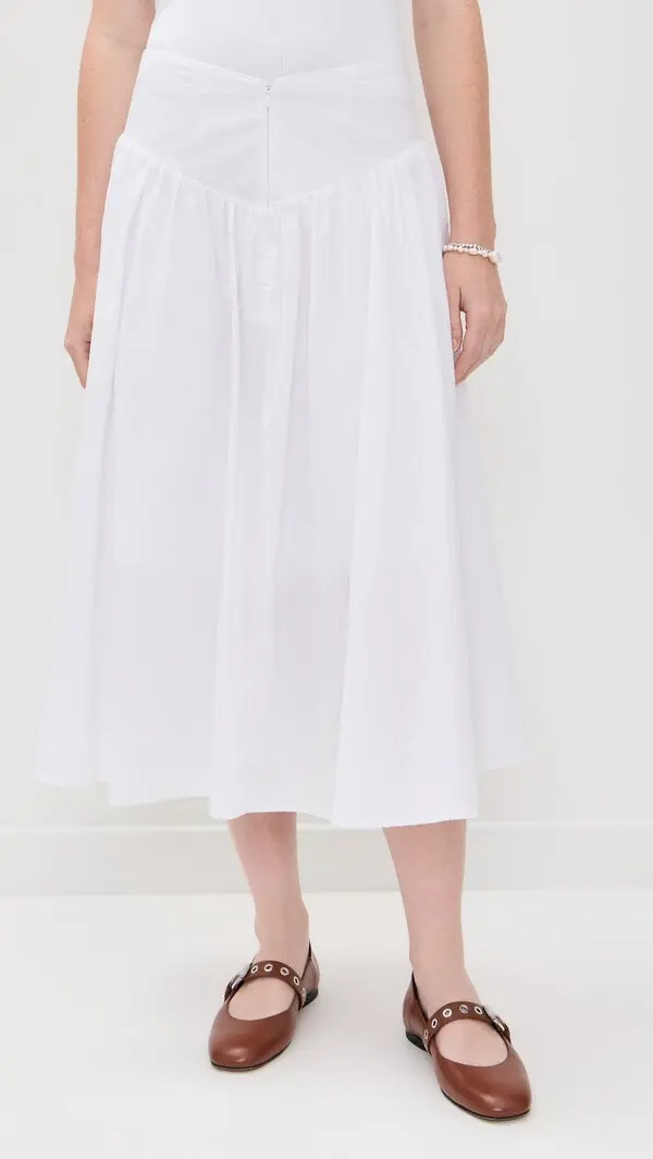 PEACHY DEN Deba Midi Skirt - Porcelain