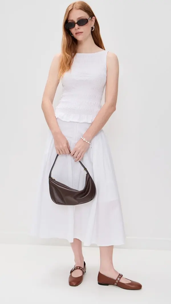 PEACHY DEN Deba Midi Skirt - Porcelain