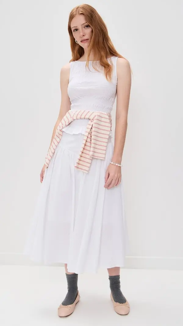 PEACHY DEN Deba Midi Skirt - Porcelain