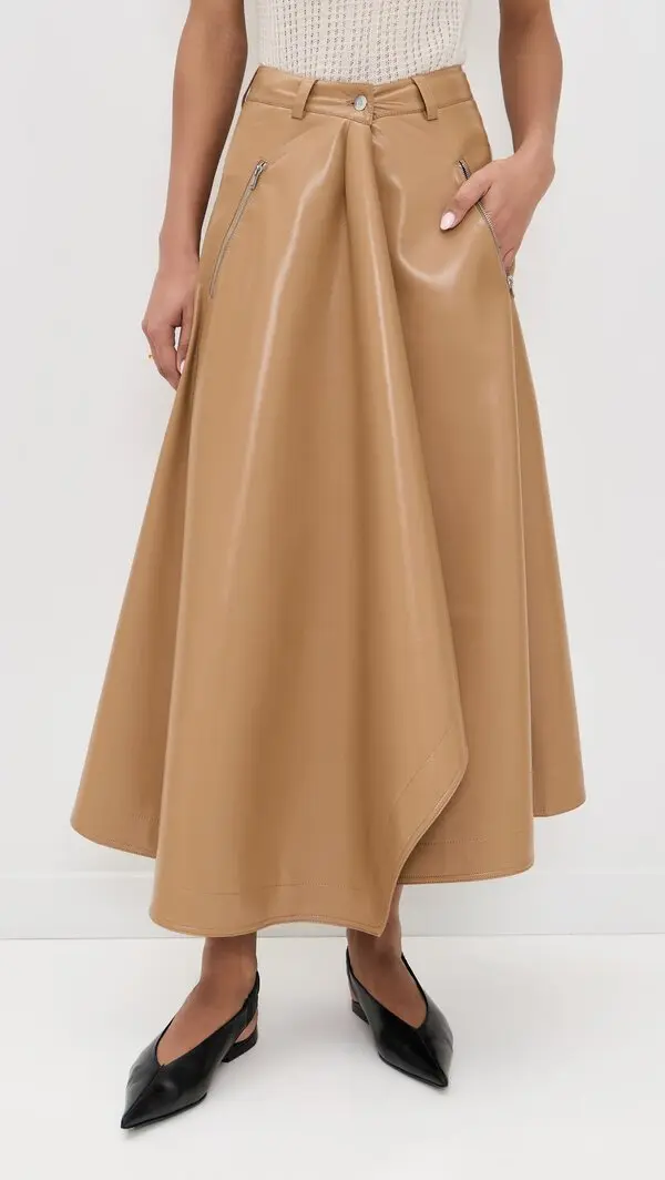 Nanushka Neith Faux Leather Wrap Skirt - Oak