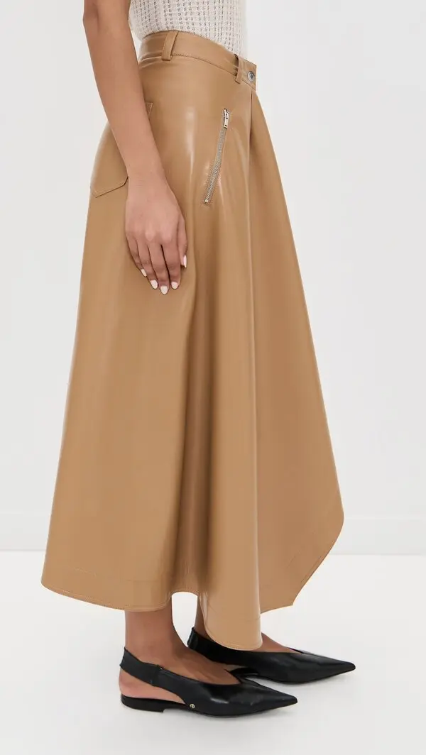 Nanushka Neith Faux Leather Wrap Skirt - Oak