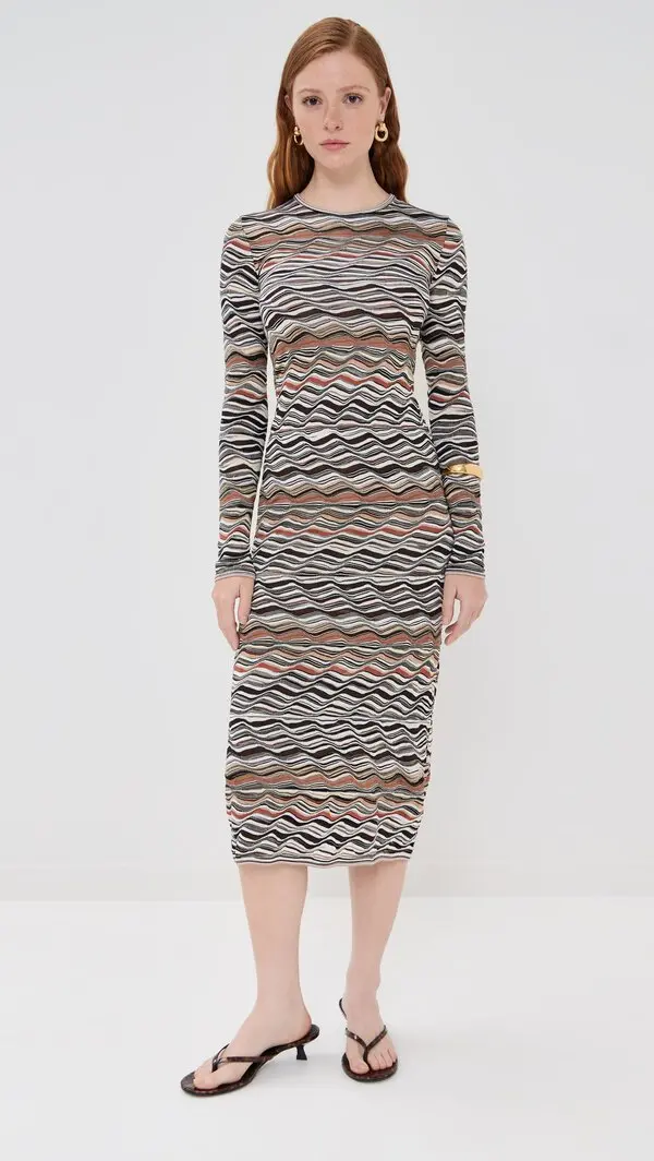 Missoni Midi Dress In Wavy Stripe Knit