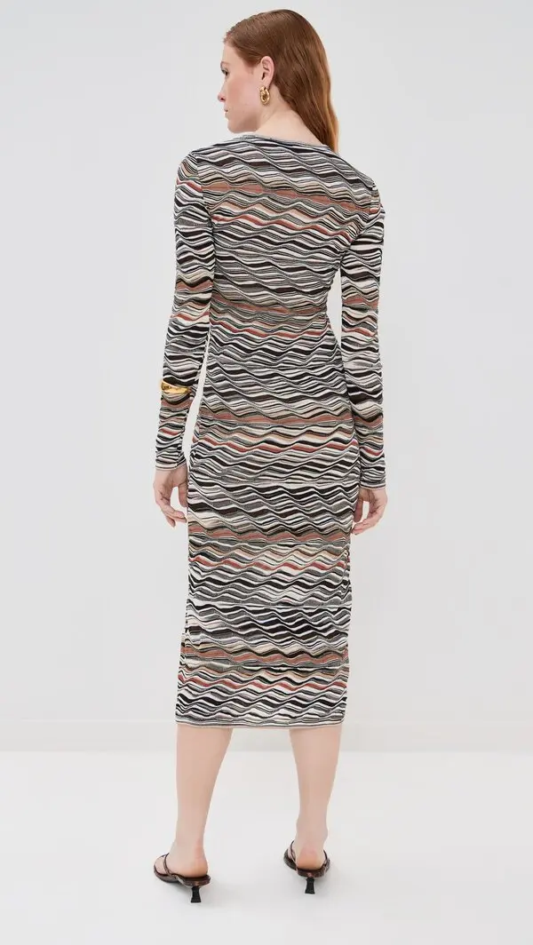 Missoni Midi Dress In Wavy Stripe Knit
