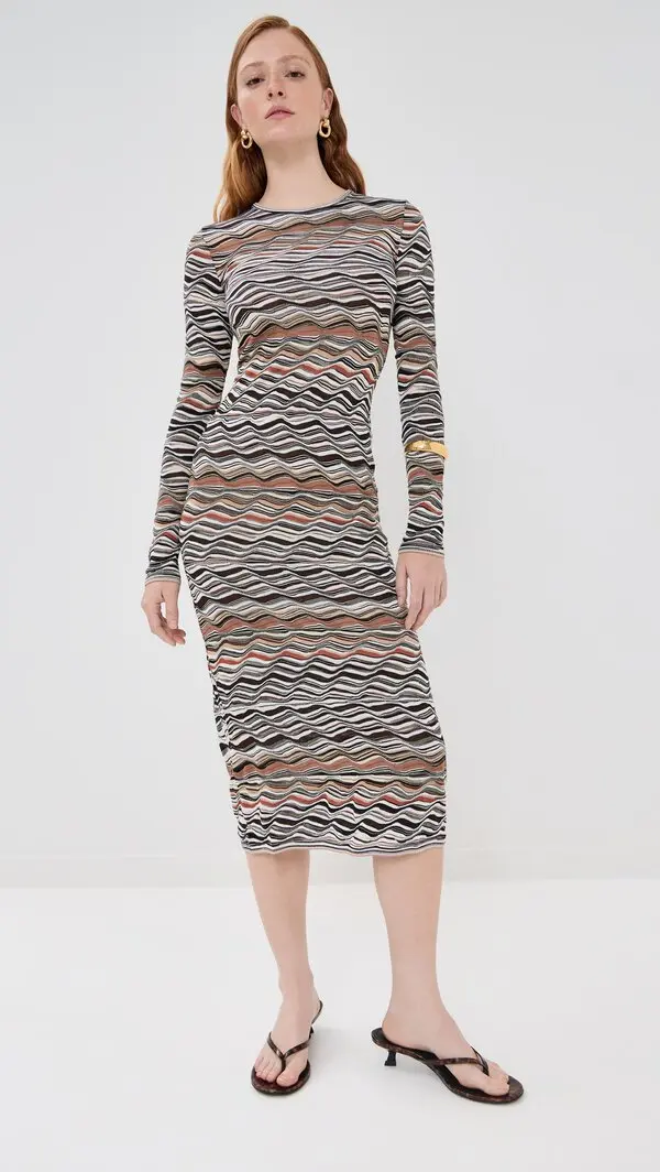 Missoni Midi Dress In Wavy Stripe Knit