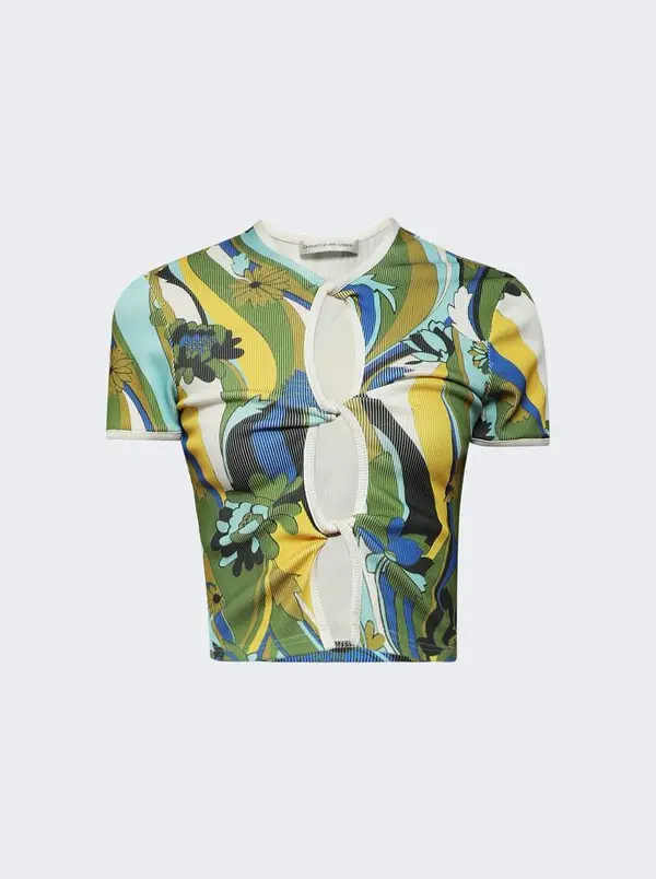 Christopher Esber Open Twist Tee In Acidic Floral Print