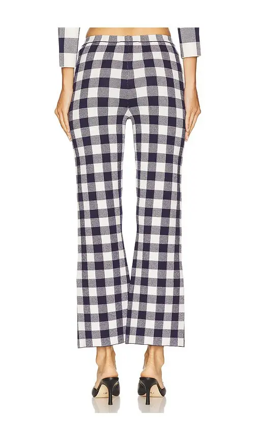 SEROYA Talia Checked Cropped Flare Trousers - Navy