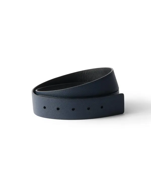 Prada Reversible Saffiano Leather Belt Strap - Blue