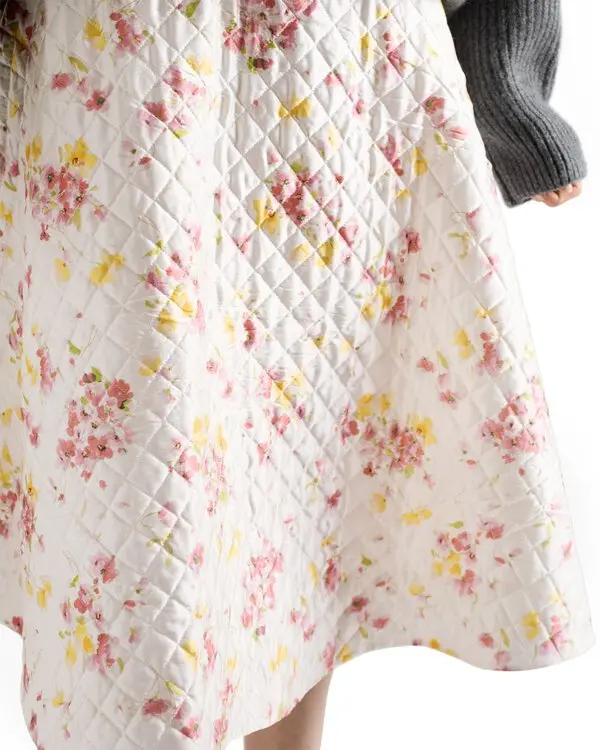 Prada Floral Print Quilted Circle Skirt