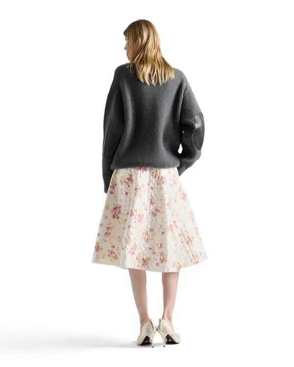 Prada Floral Print Quilted Circle Skirt