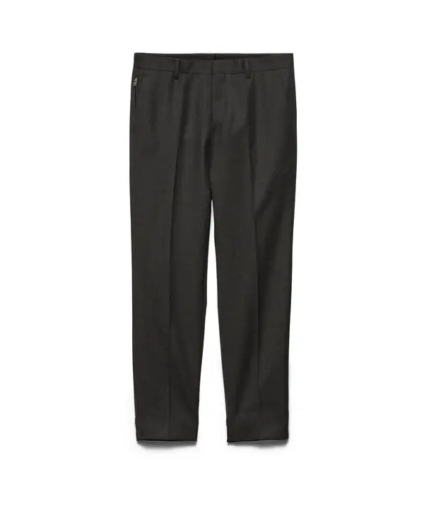 Prada Slim Fit Wool Trousers With Zipper Pocket