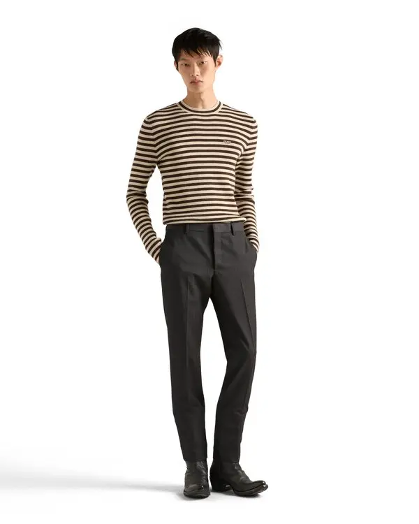 Prada Slim Fit Wool Trousers With Zipper Pocket